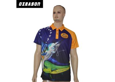 China Men'S Fishing Polo Shirts , Sublimation Color Combination Short Sleeve Fishing Shirt for sale