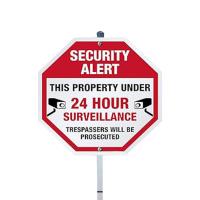 China Customized Rectangular Aluminum Yard Sign with Stake 25x25cm for Outdoor CCTV Security for sale
