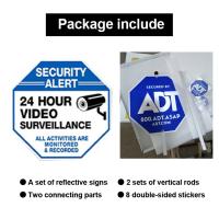 China Customized Rectangular Aluminum Yard Sign with Stake 25x25cm for Outdoor CCTV Security for sale