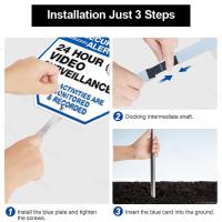 China Customized Rectangular Aluminum Yard Sign with Stake 25x25cm for Outdoor CCTV Security for sale