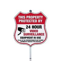 China Customized Rectangular Aluminum Yard Sign with Stake 25x25cm for Outdoor CCTV Security for sale