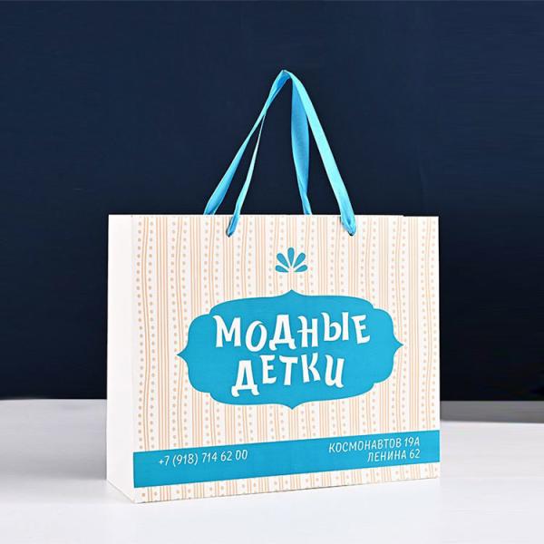 Impresión offset Toowin Bolsa de papel pequeña con cuerda de cinta blanca y tamaño personalizado