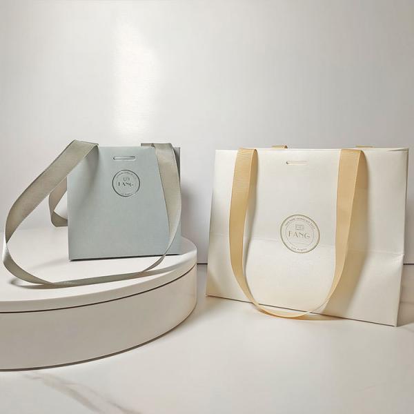 Impresión offset Toowin Bolsa de papel pequeña con cuerda de cinta blanca y tamaño personalizado