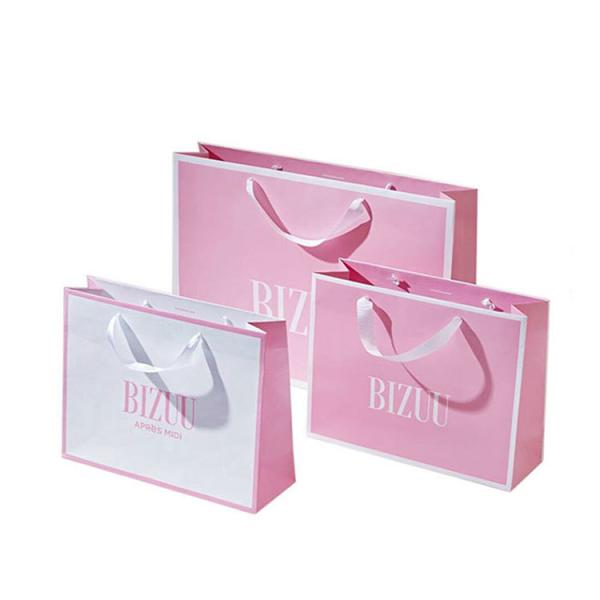 Impresión offset Toowin Bolsa de papel pequeña con cuerda de cinta blanca y tamaño personalizado