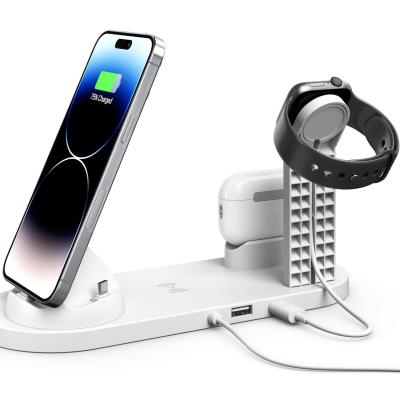 China Portable 4 in 1 Wireless Charger PC Fireproof Material for Earphone iPhone Mobile for sale