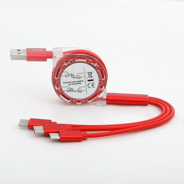 Quality 3 in 1 USB Cable For iPhone Charger Aluminum Alloy Data Cables For Android Moiblephone for sale