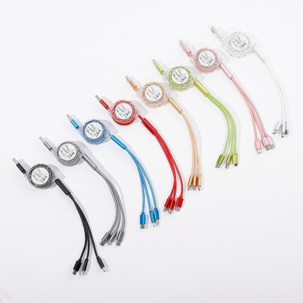 Quality 3A Fast Charging Data Cable Type-C 3 in 1 Retractable USB Cable For Android for sale