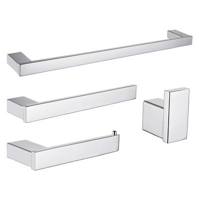 China Stainless Steel Designers Bathroom Organizer Set Cheap Modern Home Washroom Towel Holder Viable Toilet Accessories Set 4 Pieces for sale