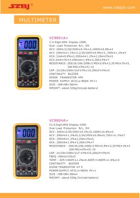 China 200mV 6F22 Portable Digital Multimeter , Smart Electrician Digital Multimeter for sale