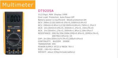 China Large Screen 10A Portable Digital Multimeter for sale