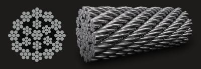 China DIN standard line contacted ungalvanized steel wire rope 6*37S+FC 6*41WS+IWR for sale
