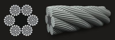 China line contacted ungalvanized steel wire rope for lifting 8*36WS+FC 8*36WS+IWR for sale