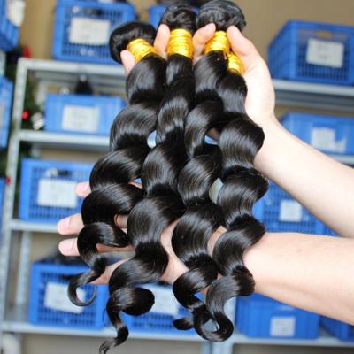 China Brazilian Virgin Hair Extensions Dyeable Natural Color Hair Bundles Loose Wave Human Hair Weave Double Weft for sale