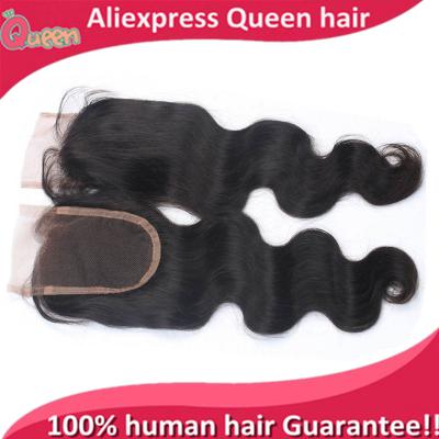 China Lace Closure 3.5x4 Brazilian Virgin Body Wave Human Hair Top Lace Closures Pieces With Bleached Knots Free Middle 3 Way for sale