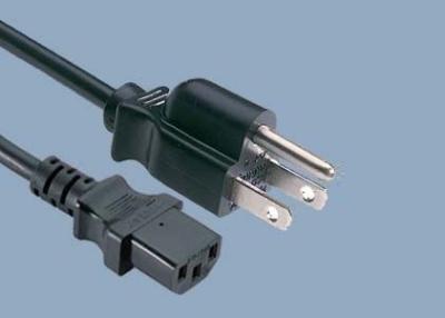 China UL CUL CSA 10A 125V 3 Prong NEMA 5-15P IEC C13 American UL Power Cord for sale