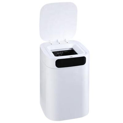 China Household Auto Sealing Trash Can White Smart Sensor Trash Bin 17.5L for sale