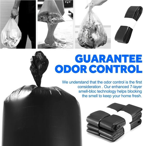 Quality Smart Trash Can Refill Bags 6 Pack Black Self-Sealing Dustbin 10 Meters Length for sale