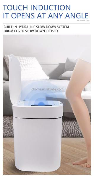 Quality Voice Control Smart Trash Can 17L Intelligent Sensor Trash Can Rectangular for sale