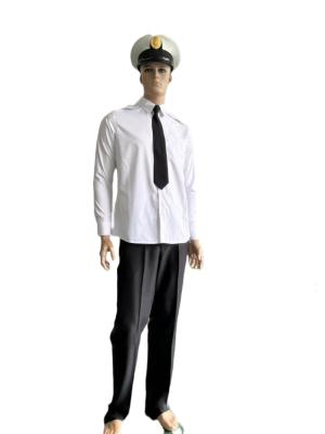 China Long Sleeve Security Uniform Professional White Shirt And Black Trousers Security Uniform With Tie For Police School Students for sale