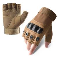 Quality Hard Knuckle Combat Half Finger Tactical Gloves Shock Resistant For Hiking for sale
