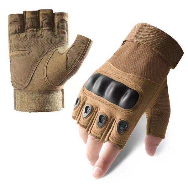 Quality Hard Knuckle Combat Half Finger Tactical Gloves Shock Resistant For Hiking  for sale