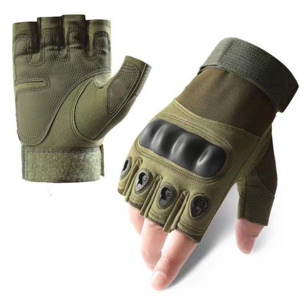 Quality Hard Knuckle Combat Half Finger Tactical Gloves Shock Resistant For Hiking for sale