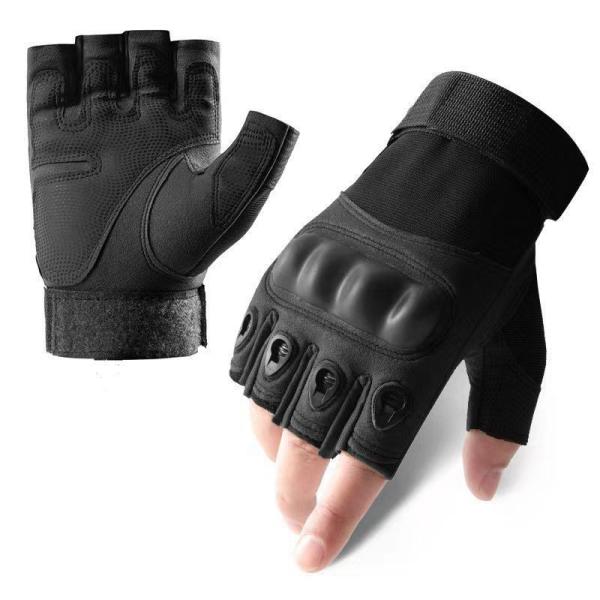 Quality Hard Knuckle Combat Half Finger Tactical Gloves Shock Resistant For Hiking for sale