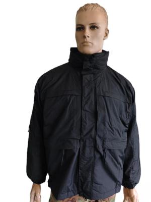 China Stealth Black tactical Parka With Detachable Thermal Liner And Utility Pockets Tactical Jacket for sale
