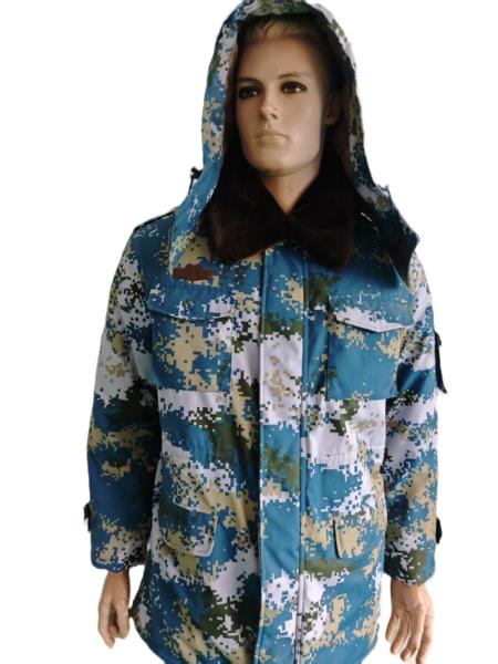 Quality Tactical Blue Camo Insulated Jacket Detachable Thermal Liner and Adjustable Waist Strap for sale