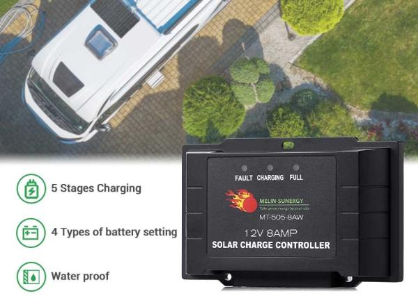 Quality 8A Smart PWM Solar Charge Controller IP65 Waterproof Solar Charge Controller 12V for sale