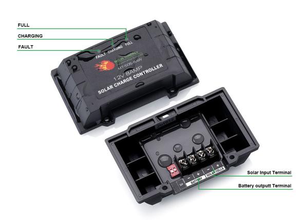 Quality 8A Smart PWM Solar Charge Controller IP65 Waterproof Solar Charge Controller 12V for sale