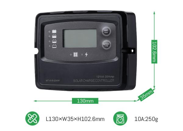 Quality Digital Smart 12 Volt 10A PWM Solar Charge Controller IP67 Waterproof for sale