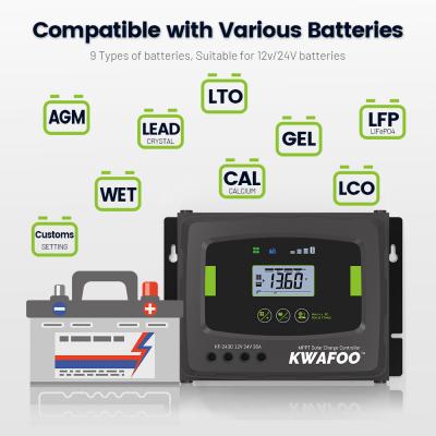 China Controlador de carga solar de 6 estágios mppt 30a for sale