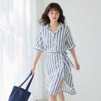 Quality Striped Woven Shirt Fabric 154GSM Human Silk Cotton Blend Fabric Lightweight for sale