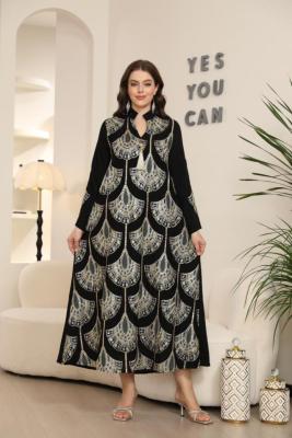 China MT399 Middle Eastern Modest Wear Peacock Scale Print Tassel Abaya for sale
