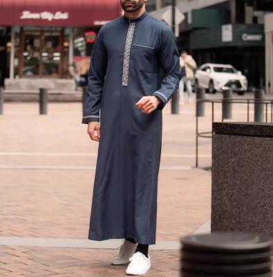 China KM001 Middle Eastern Men's Embroidered Thobe / Jubba (Black With Gold Embroidery) for sale