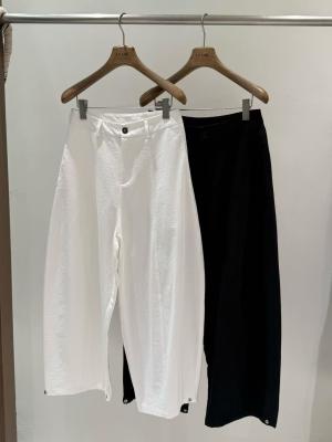 China Spring/Summer 52% Tencel ™ Lyocell 40% Cotton 8% Nylon Black And White Adjustable Hem Curved Work Pants for sale