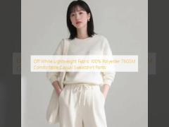 Off White Lightweight Fabric 100% Polyester 76GSM Comfortable Casual Sweatshirt Pants