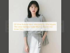 Off White Textured Fabric 14%LONGCELL 67% Polyeste  19% Cotton Bamboo Nodes  88G/M ² Autumn And Winter Dress