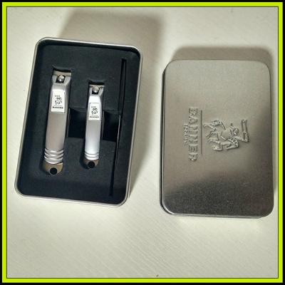 China Amazon Popular Goods OEM Band Alloy Stainless Steel Nail Clippers Set in Steel Box With PP Nail File for sale