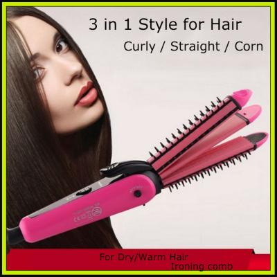 China NHC-8890 Electric 3 in 1 Hair Straightener Hair Stick Hair Curler Hair Trimmer Hair Clipper for sale
