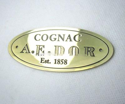 China Oval Metal Lables OEM Metal Label cosmetic packaging companies metal packaging wine bottle Label for sale