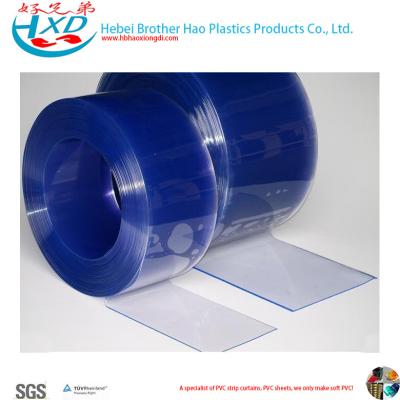 China Promotional Food Grade Double Smooth Flat  Blue Soft Plastic Vinyl PVC Strip Door Curtains for sale