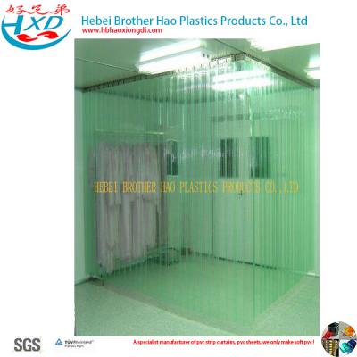 China Green ESD Double Ribbed Soft Clear Plastic Vinyl PVC Strip Door Curtains for sale