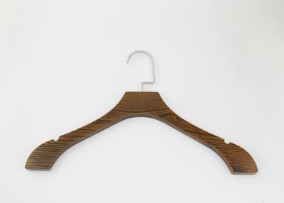 China Compact Kids Wooden Hangers , Simple Pant Skirt Hangers Engraved Logo for sale