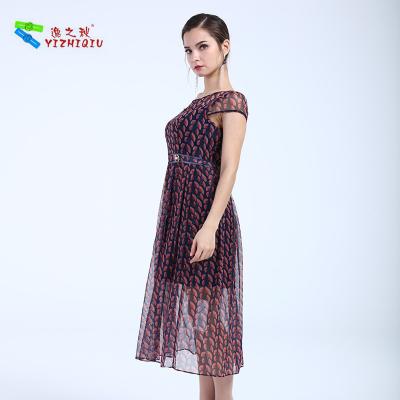 China YIZHIQIU Quality Floral Print Chiffon Maxi Dress for sale