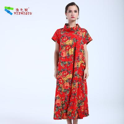 China YIZHIQIU Wholesales Custom Floral Print Long Dress for sale