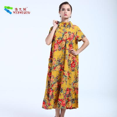China YIZHIQIU Odm Design Printing Patterns Retro Dress for sale