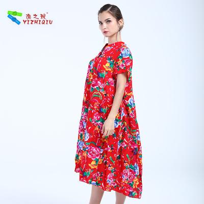 China YIZHIQIU China Pattern Flower Printed Long Dress for sale