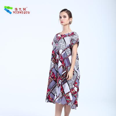 China YIZHIQIU Odm Floral Short Sleeve O Neck Midi Dress for sale